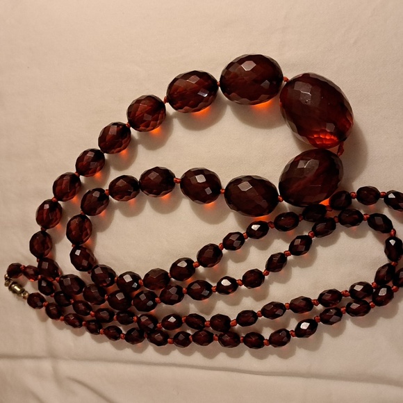 Jewelry | 42 Inch Cherry Red Amber Necklace Over 84 Grams Largest Bead ...